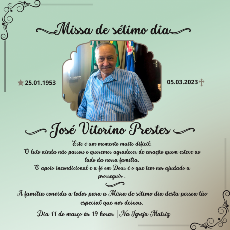 Convite para Missa de Sétimo dia - Prefeitura de Pinhão - PR Convite para Missa de Sétimo dia - Prefeitura de Pinhão - PR
